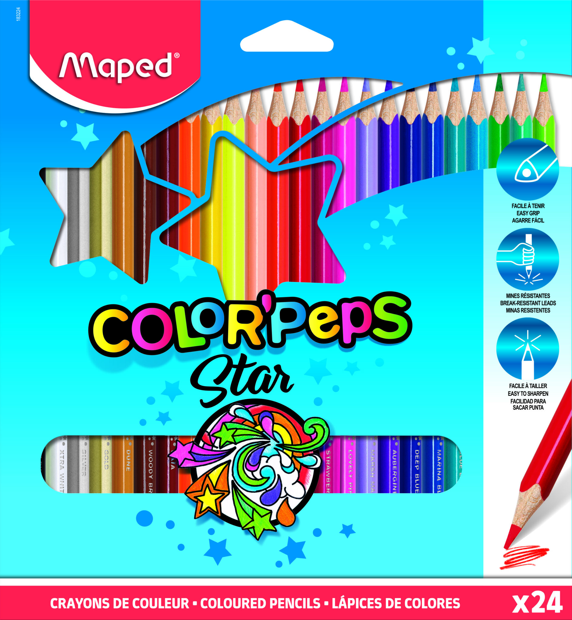 24 עפרונות צבעוניים MAPED COLOR'PEPS STAR - דידו סנטר